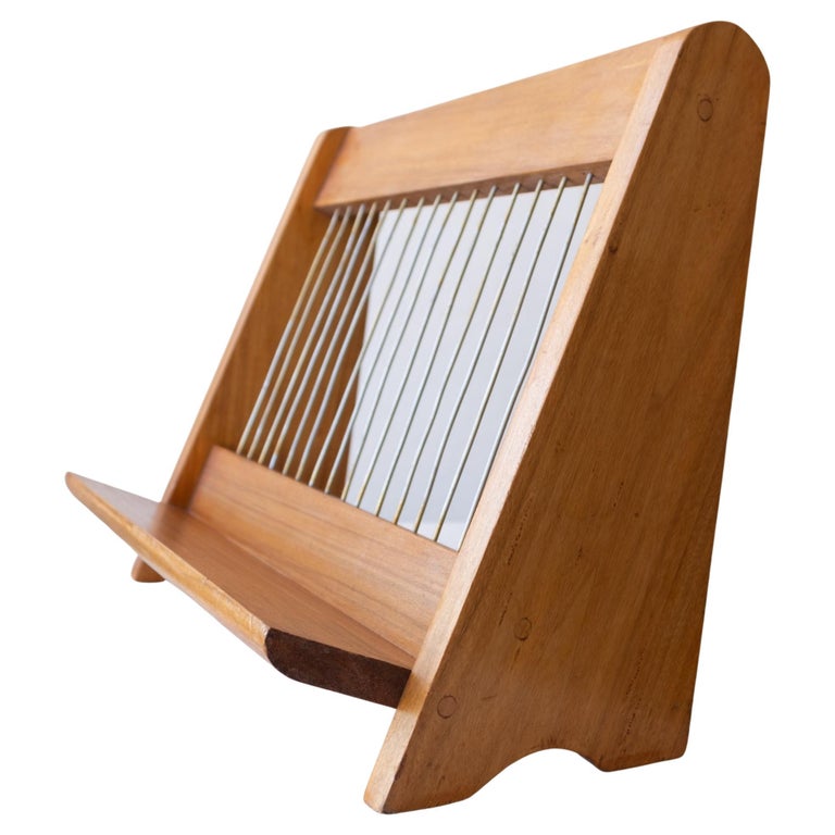 Midcentury Wood Book or Magazine Rack 1950s For Sale at 1stDibs