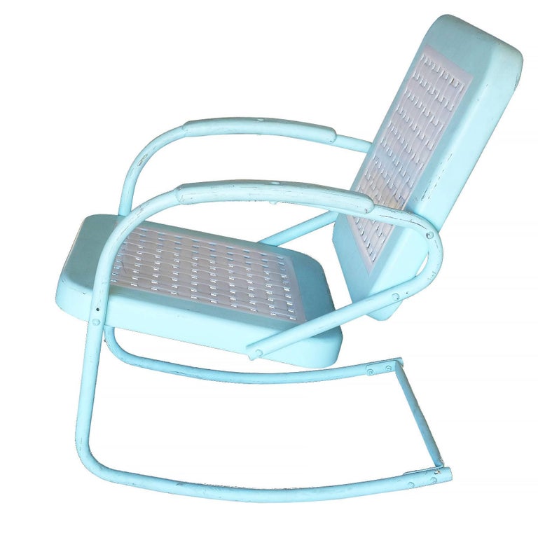 Mid-Century Style Steel Garden Rocking Chair at 1stDibs