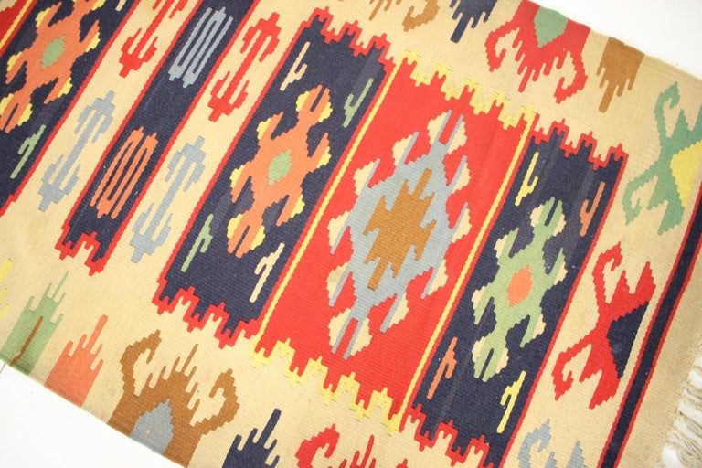 Midcentury Wool Reversible Kelim Brussels Style Rug, 1960s For Sale at ...