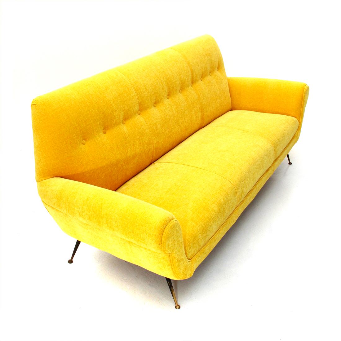 Midcentury Yellow Velvet Italian 3-Seater Sofa, 1950s at 1stDibs | yellow velvet sofa, velvet ...