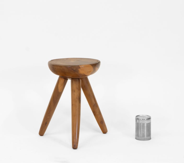 Midcentury Yew Low Table Stool Perriand Manner For Sale at 1stDibs