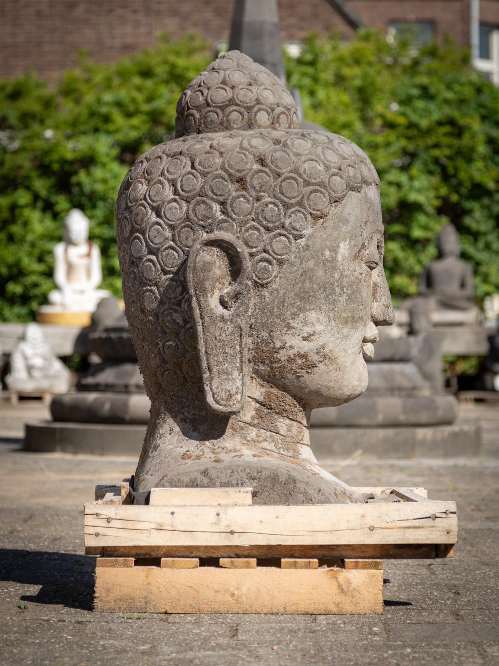 Middle 20th century Large old lavastone Buddha head from Indonesia For ...