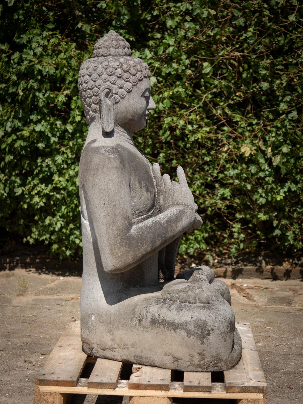 Middle 20th century large old lavastone Buddha statue in Dharmachakra ...