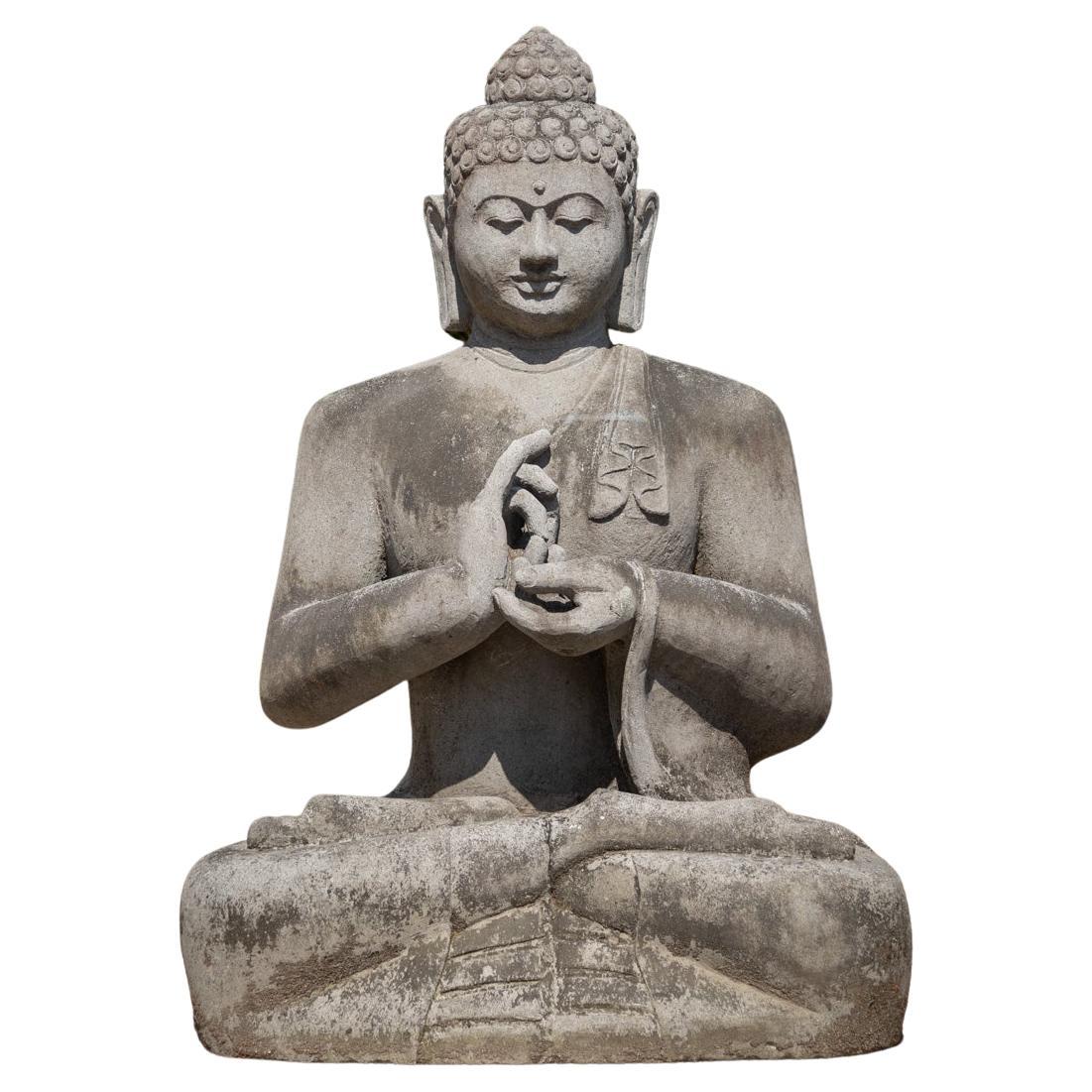 Newly made lavastone Buddha statue in Dharmachakra mudra For Sale at ...