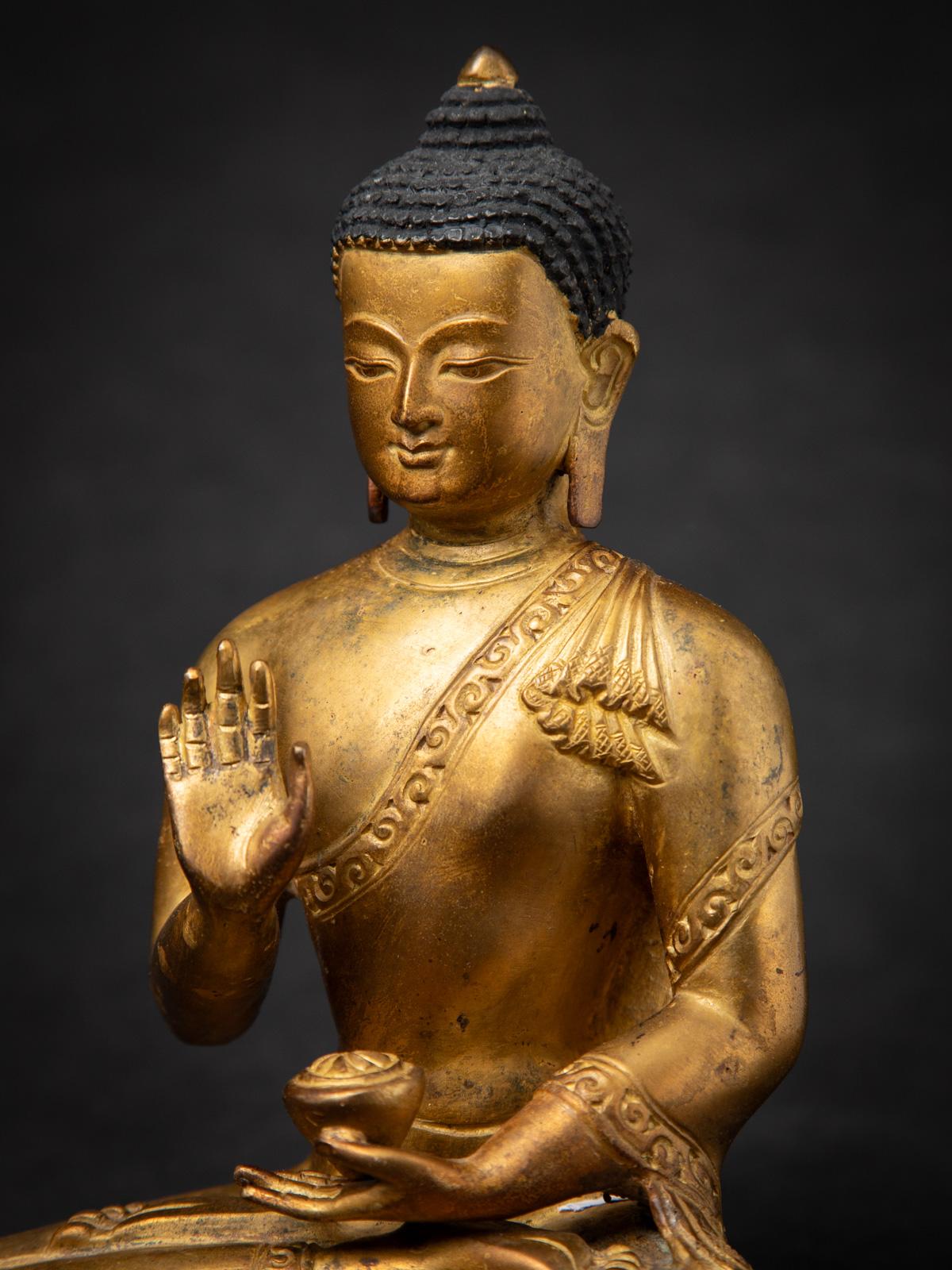 Middle 20th century Old bronze Nepali Buddha statue in Abhaya mudra For ...