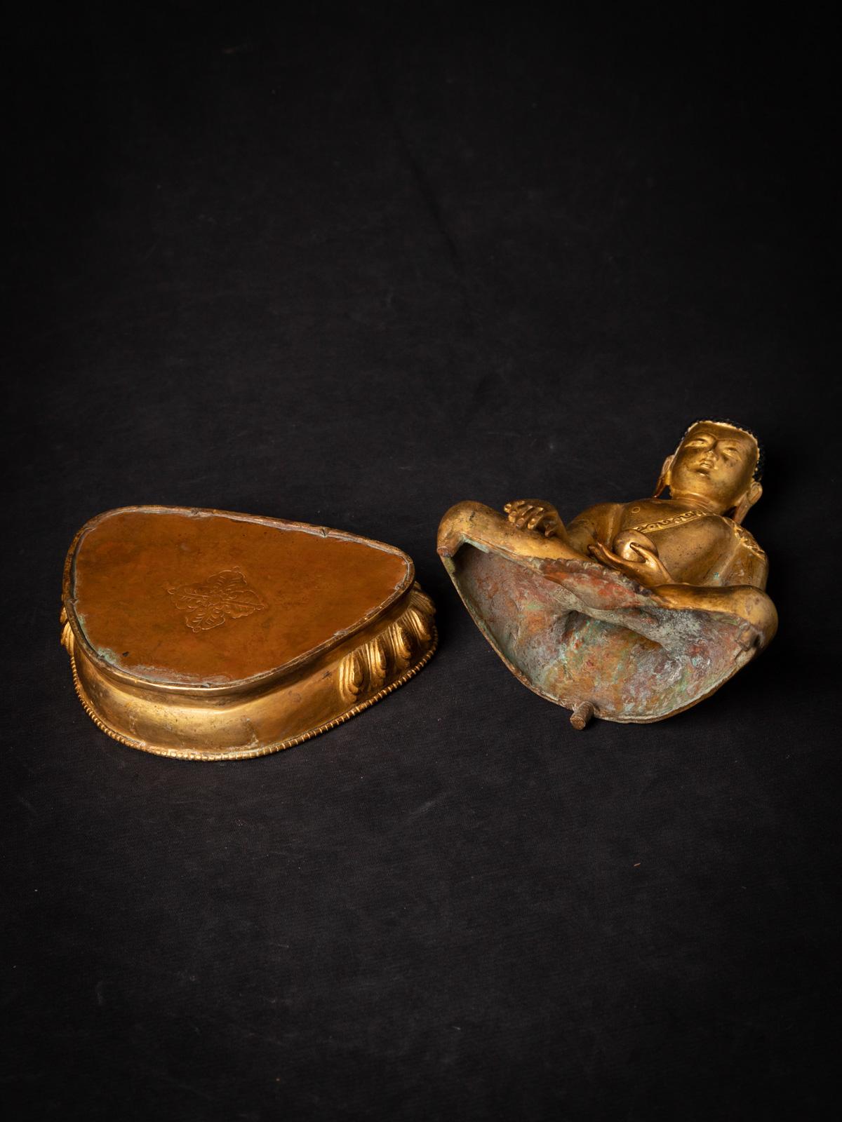 Middle 20th century Old bronze Nepali Buddha statue in Bhumisparsha ...