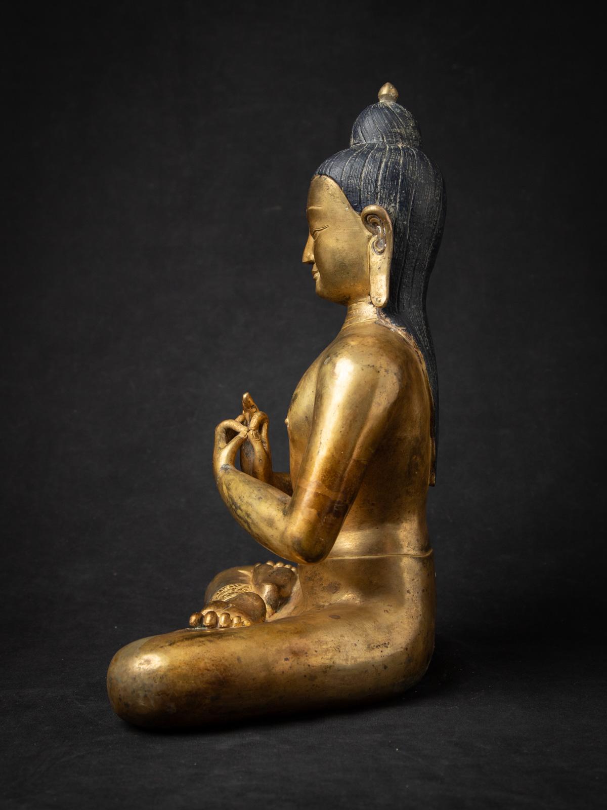 Middle 20th century Old bronze Nepali Buddha statue in Dharmachakra ...