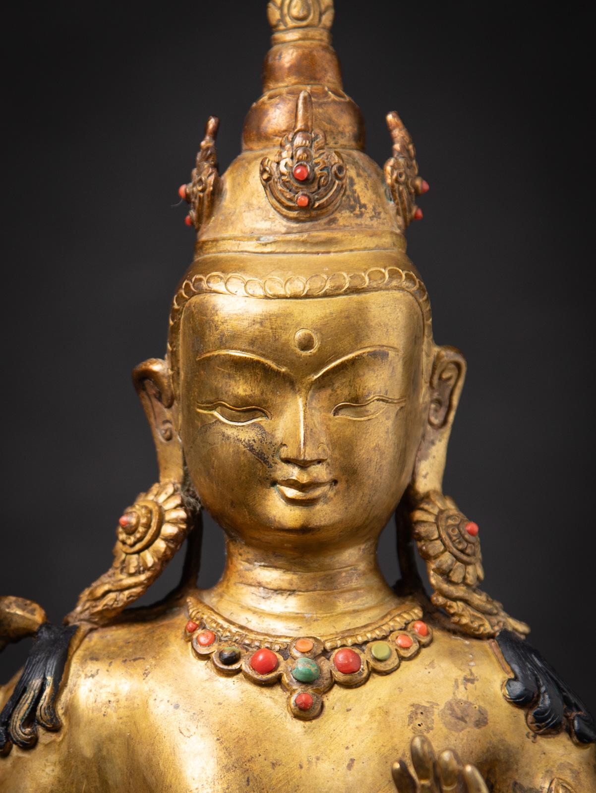 Middle 20th century Old bronze Nepali Lokeshwor Bodhisattva statue from ...