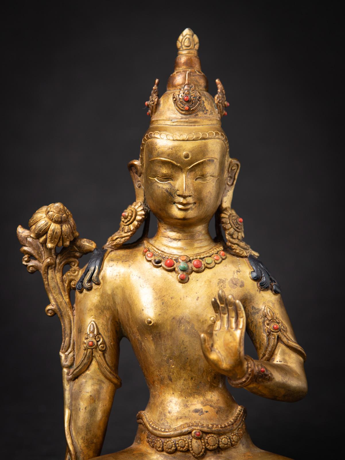 Middle 20th century Old bronze Nepali Lokeshwor Bodhisattva statue from ...