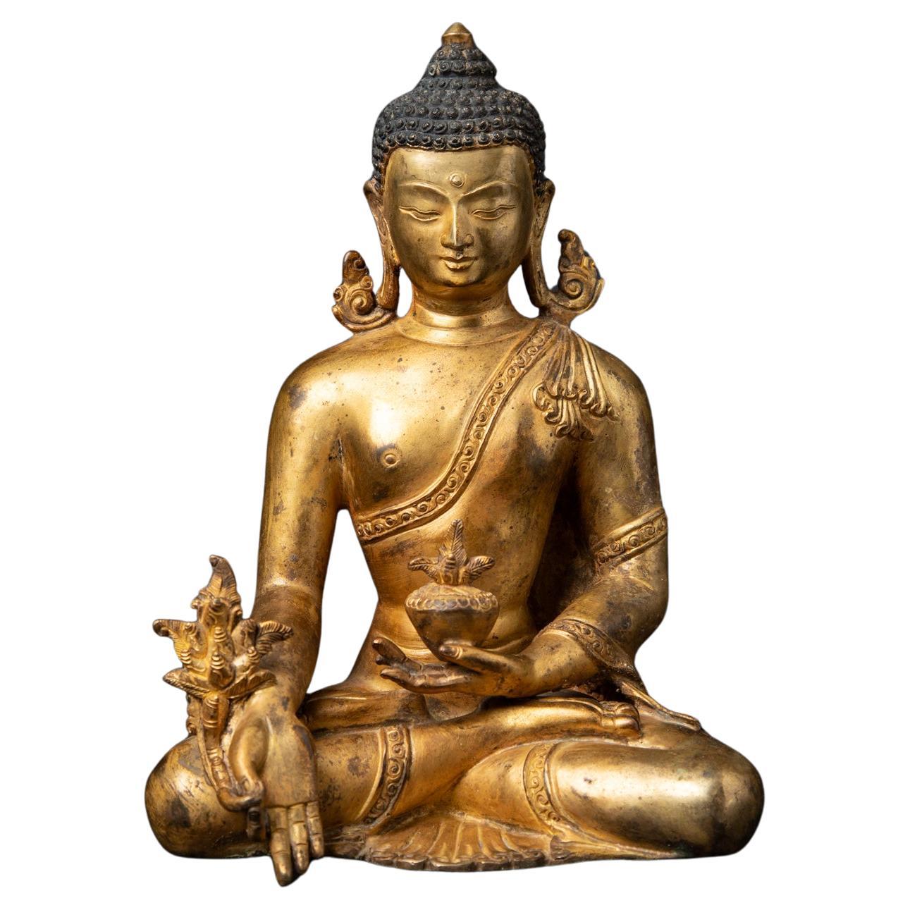 Middle 20th century old bronze Nepali Buddha statue in Bhumisparsha ...