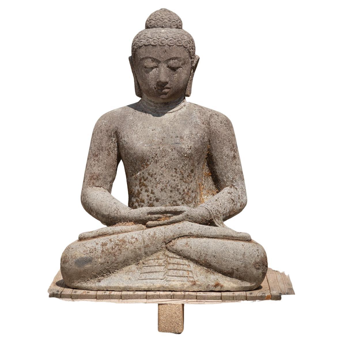 Middle 20th century old lavastone Buddha statue in Dhyana Mudra from ...