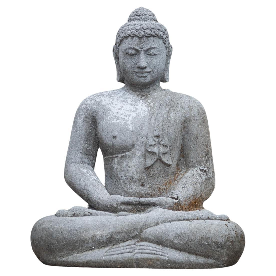 Middle 20th century old lavastone Buddha statue in Dhyana Mudra from ...