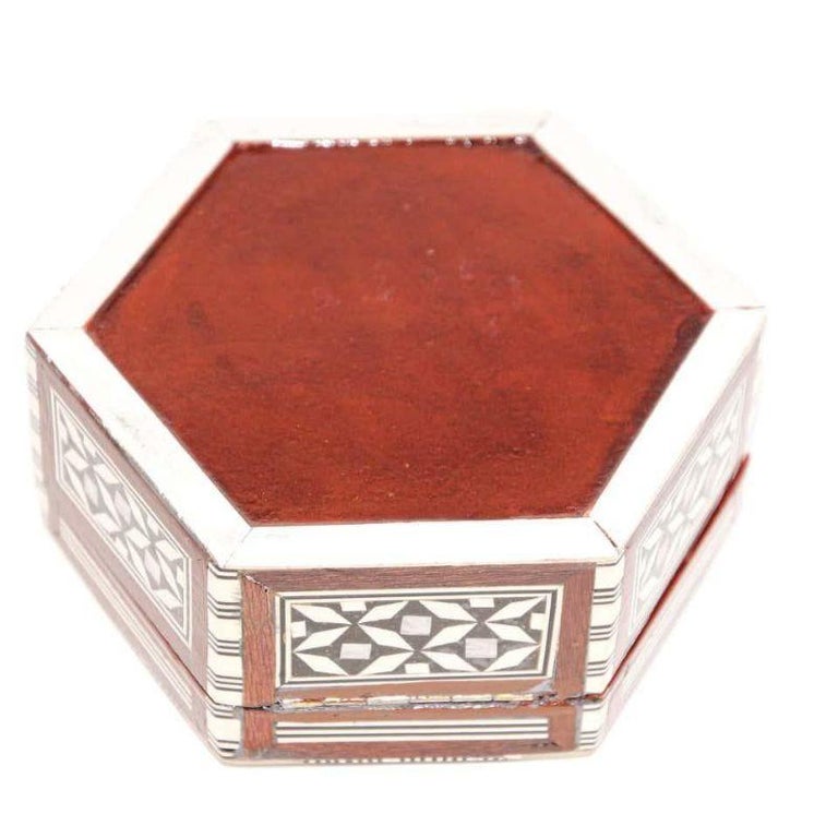 Middle Eastern Handcrafted Hexagonal Box Inlaid For Sale at 1stDibs