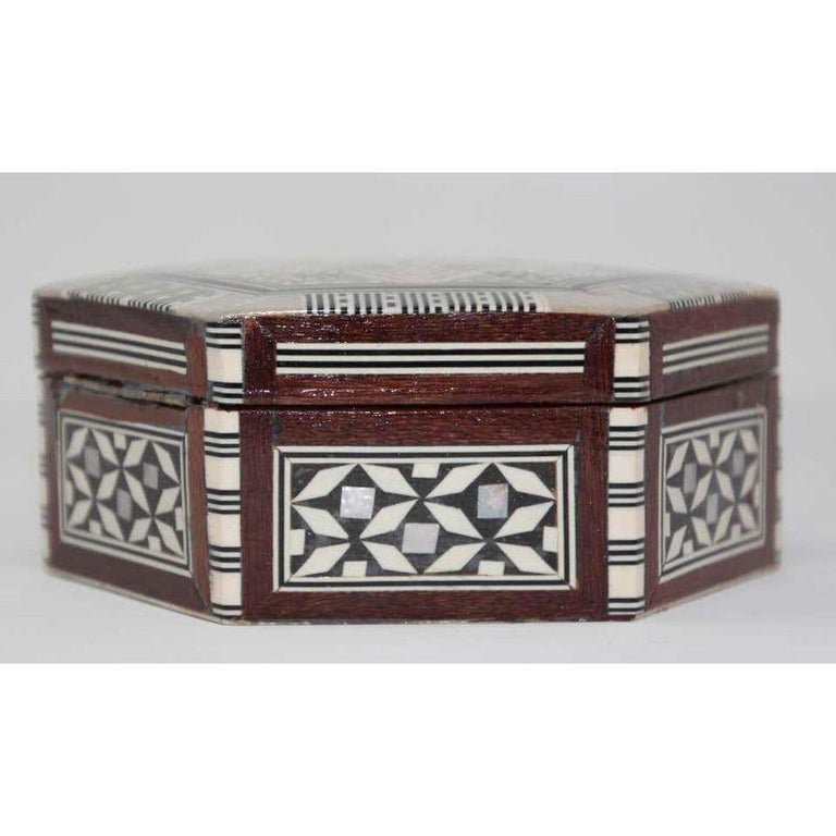 Middle Eastern Handcrafted Hexagonal Box Inlaid For Sale at 1stDibs
