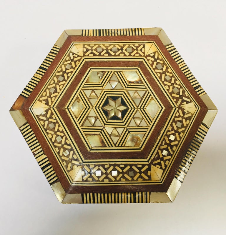 Moorish Handcrafted Syrian Octagonal Box Mother of Pearl Inlaid at 1stDibs