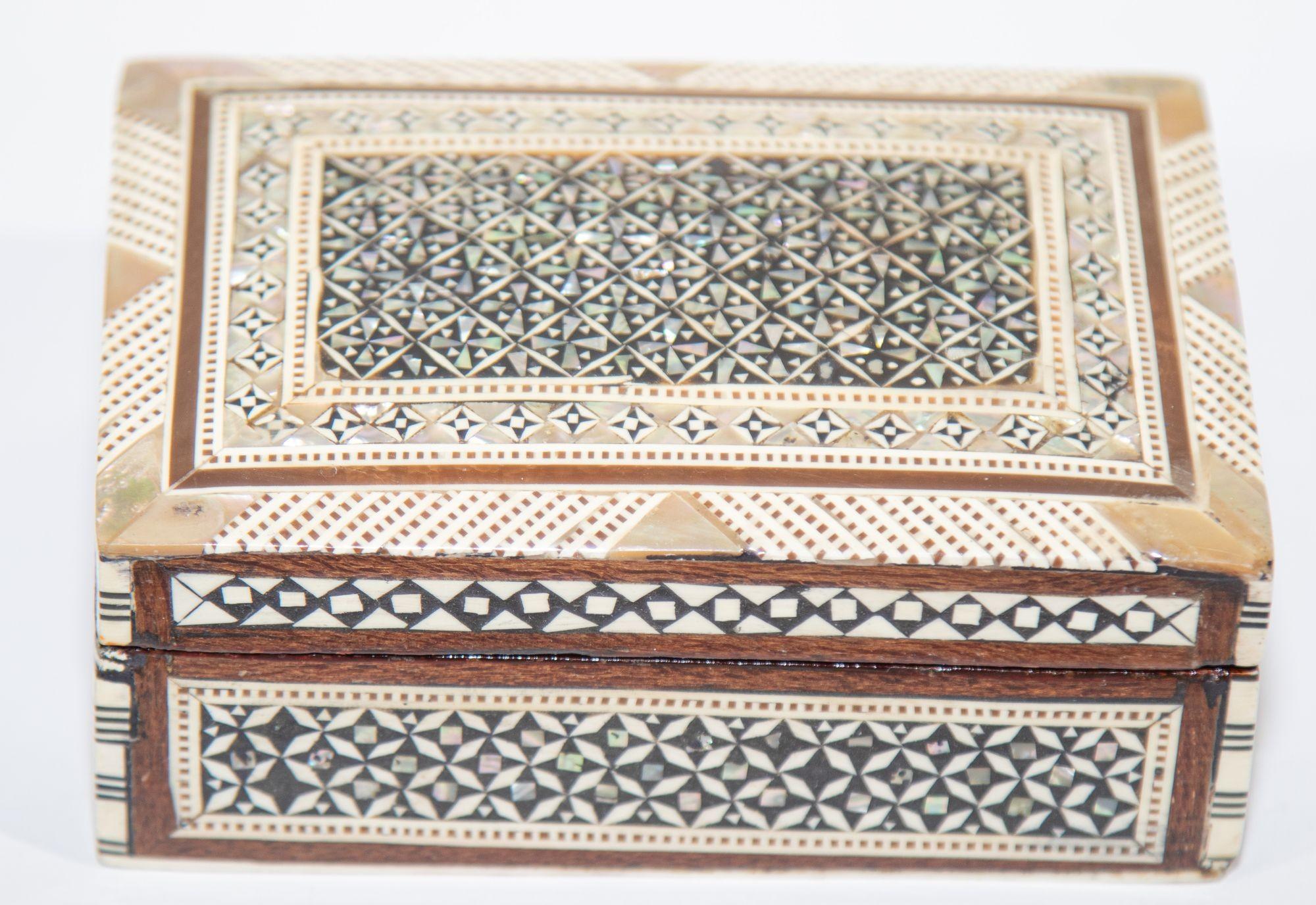 Middle Eastern Mosaic Wood Box with Inlays Shell, C. 1950s For Sale at ...
