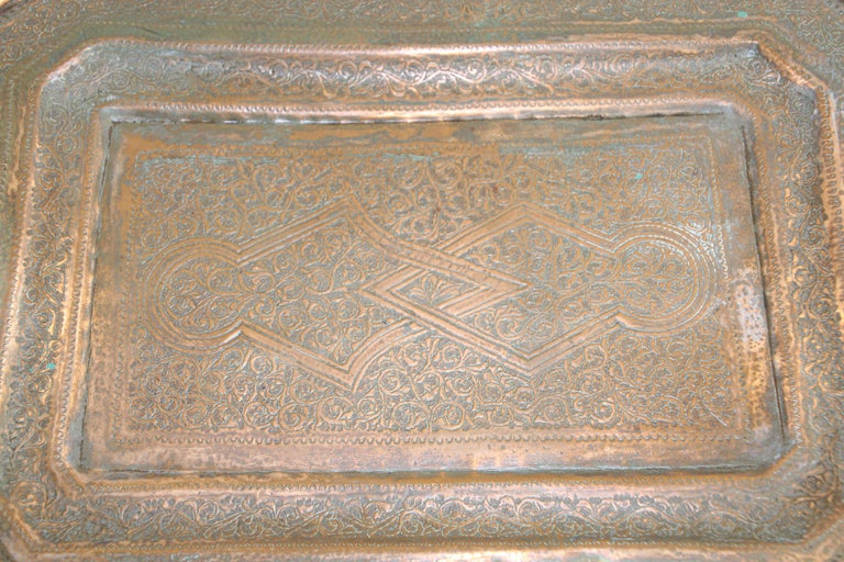 Middle Eastern Octagonal Persian Copper Tray Charger For Sale at 1stDibs