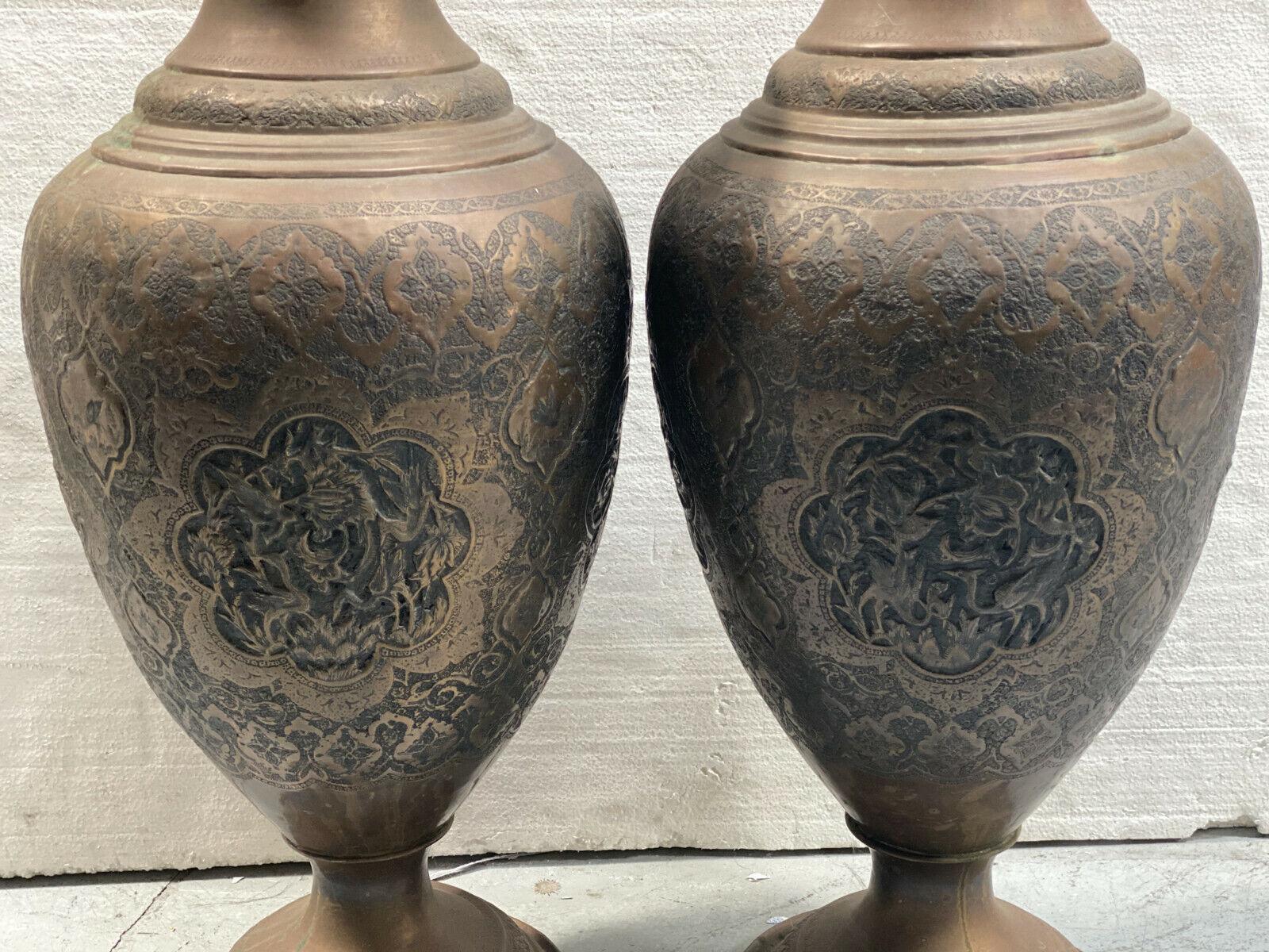 Middle Eastern Persian Copper Engraved Large Vases, circa 1900 For Sale ...