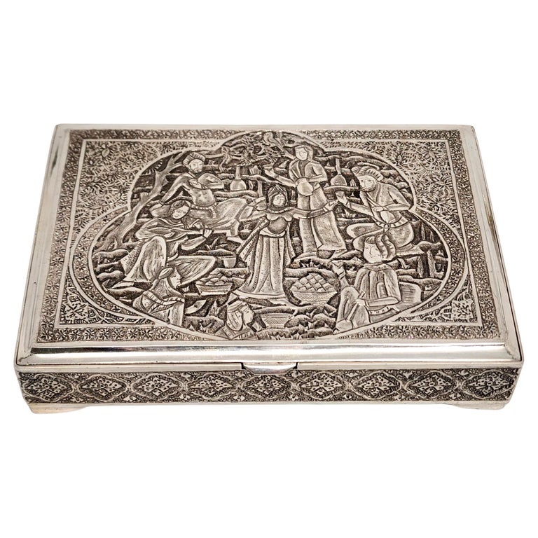 Middle Eastern Persian Silver Box For Sale at 1stDibs
