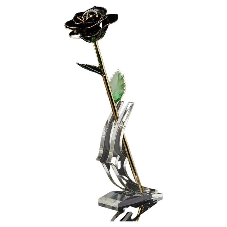 Midnight Promise, Glossy Lacquer Real Rose in 24k Gold with LED Display ...