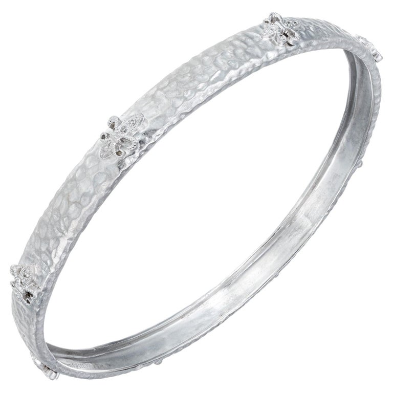 Miera T .8 Carat Diamond White Gold Slip on Bangle Bracelet For Sale at ...