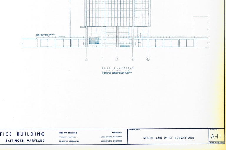 Mies van der Rohe Blueprint, One Charles Center, Baltimore 1961 ...