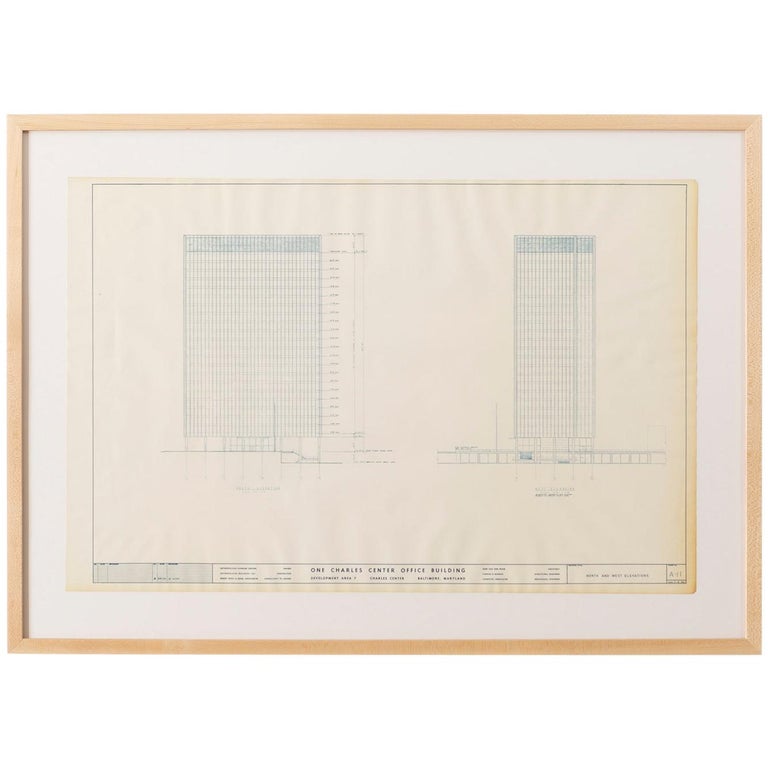 Mies van der Rohe Blueprint, One Charles Center, Baltimore 1961 ...