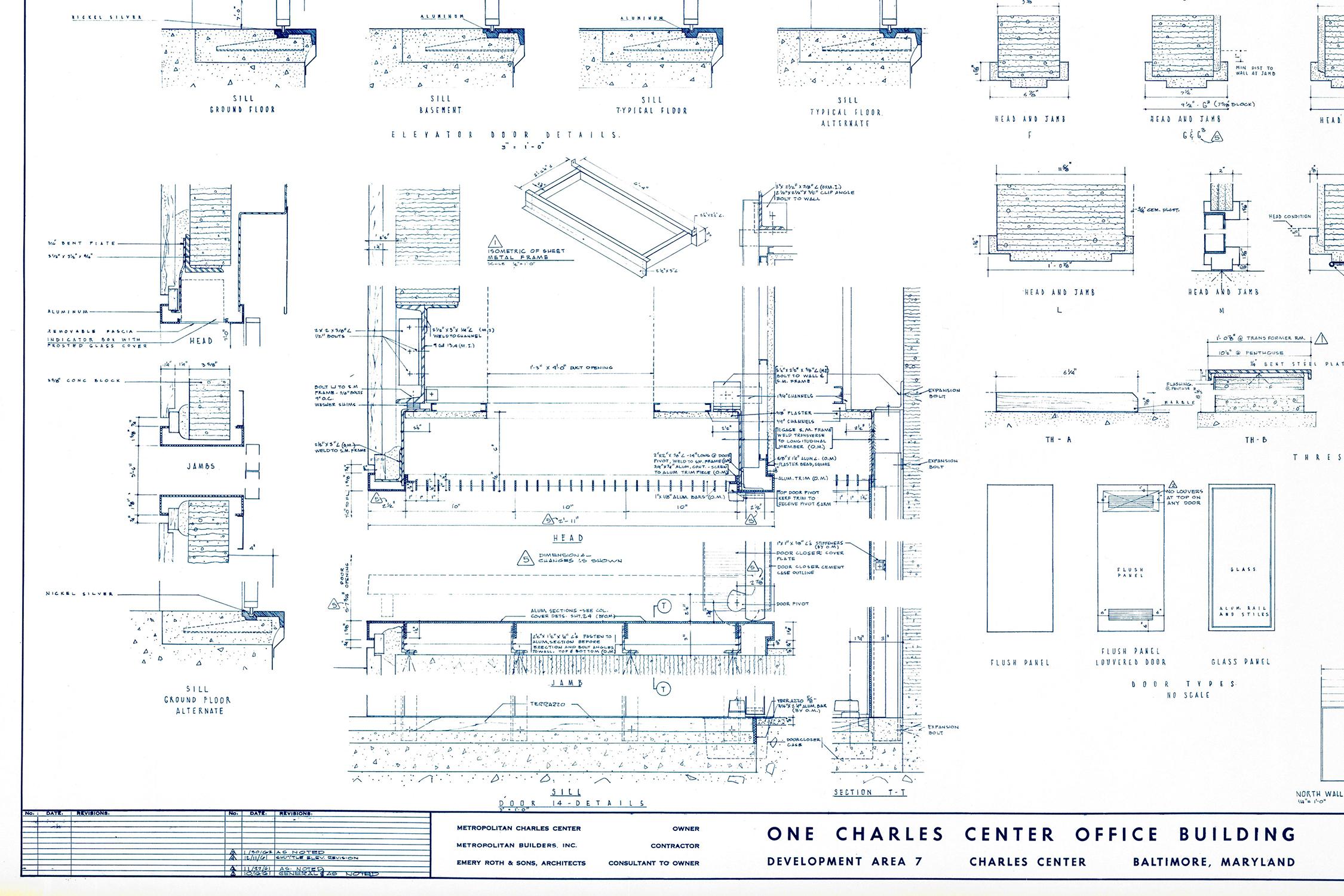 Mies van der Rohe Blueprint, One Charles Center, Baltimore, Door ...