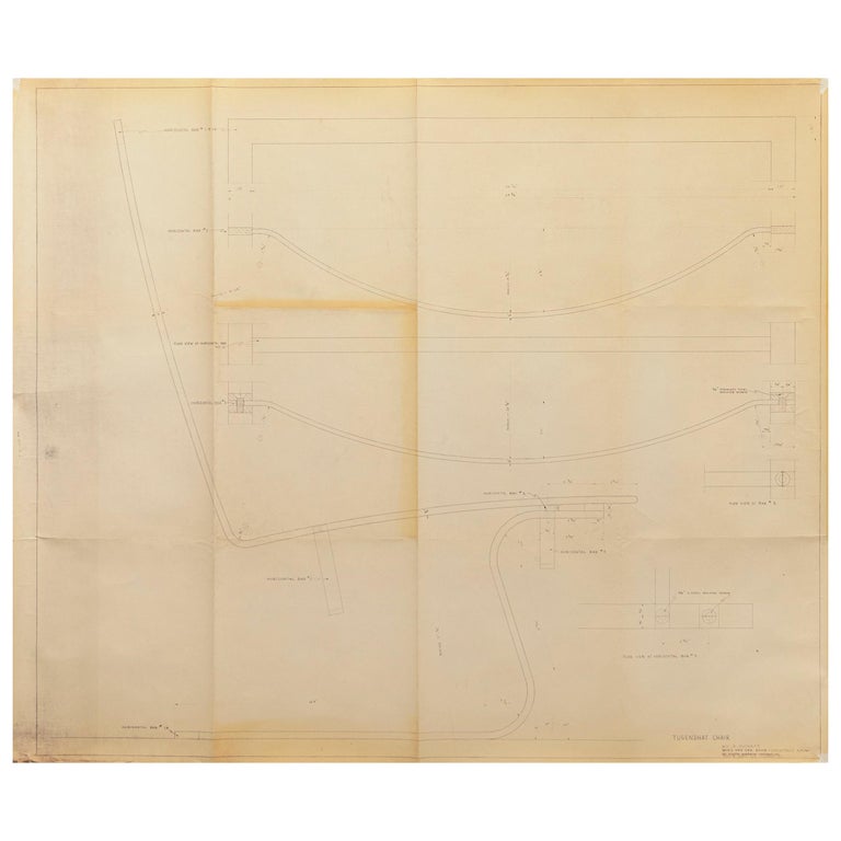 Mies van der Rohe Design Drawing, Tugendhat Chair For Sale at 1stDibs