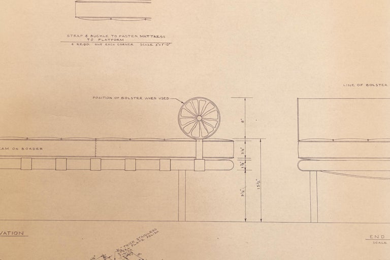 Mies van der Rohe Design Drawing, Daybed For Sale at 1stDibs