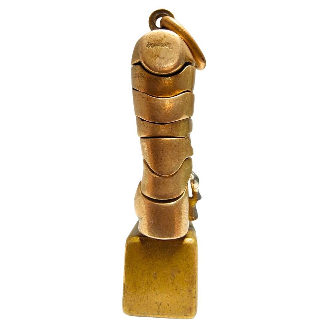 Berrocal Bronze Micro David Sculpture Pendant on Rare Original Stand at ...