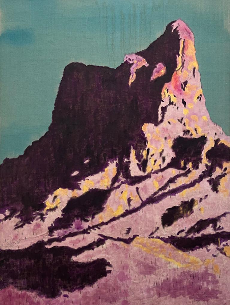 Miguel Nelson - landscape, blue, purple, pink, acrylic, on canvas ...