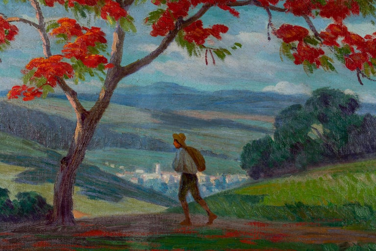 Miguel Pou Becerra - Paisaje con Flamboyan - Puerto Rican Art For Sale ...