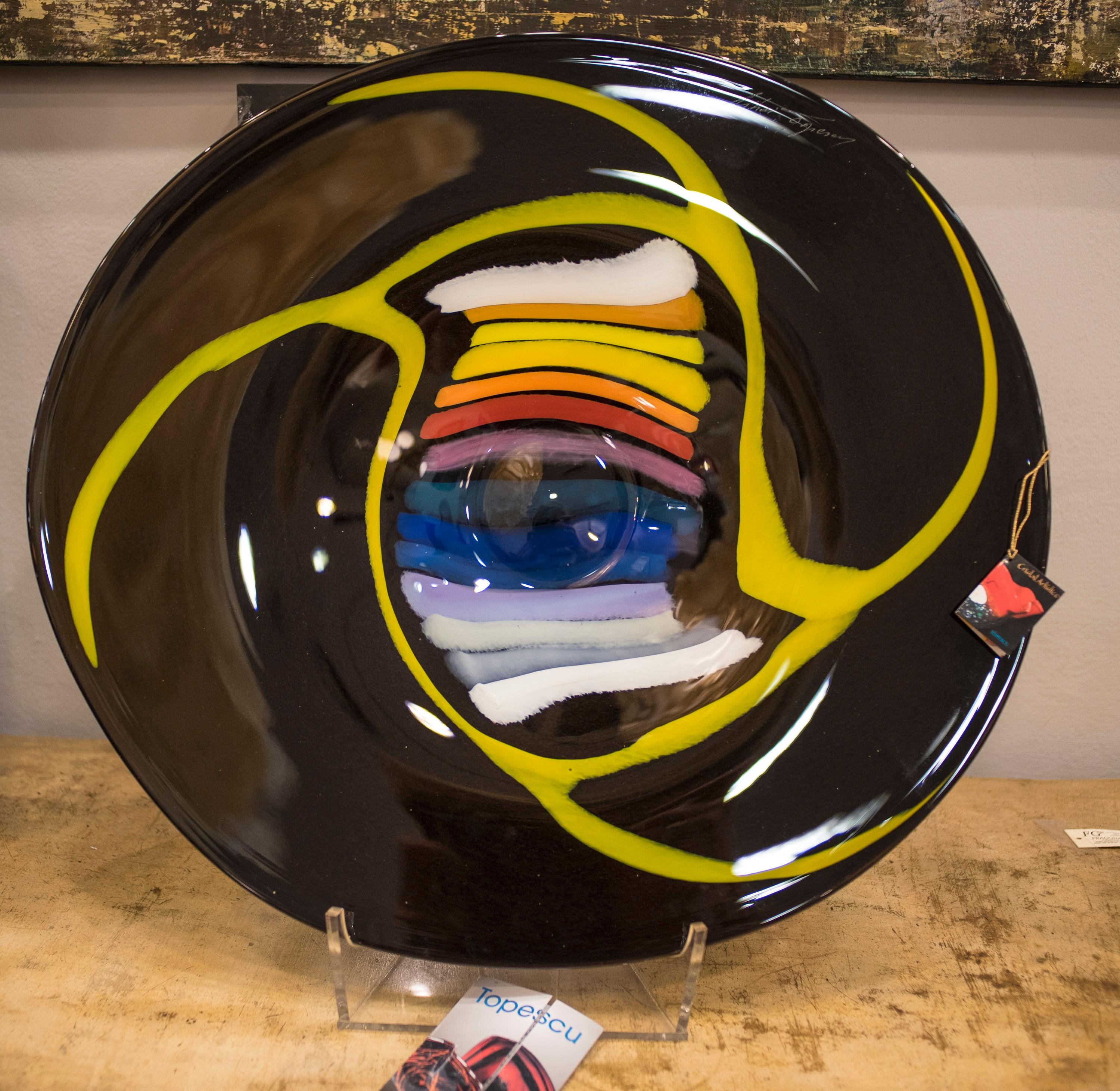 Mihai Topescu Black Blowing Glass Centerpiece, 2006, Signed at 1stDibs