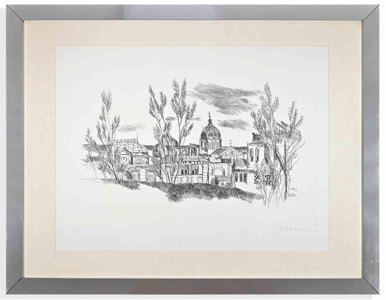 Mihu Vulcanescu - Roman Landscape - Original Etching by Mihu Vulcanescu ...