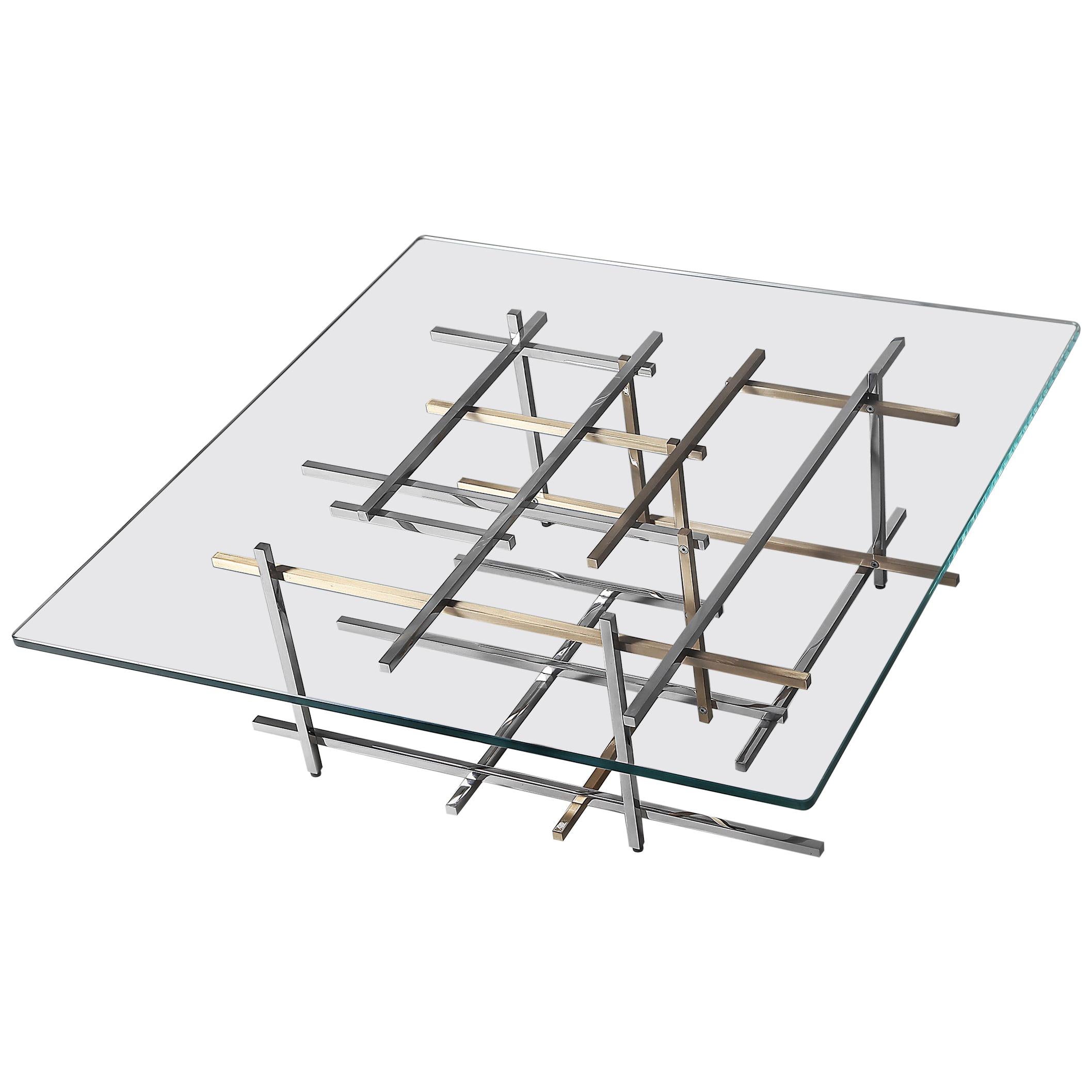 Donghia's Anchor Table in Polished Steel and Glass For Sale at 1stDibs