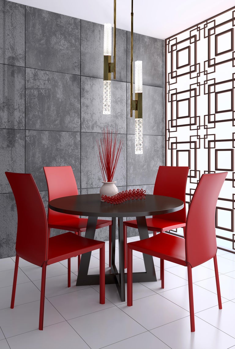 Mikado Solo Suspension Lamp in Satin Brass with Crystal Diffusers For ...