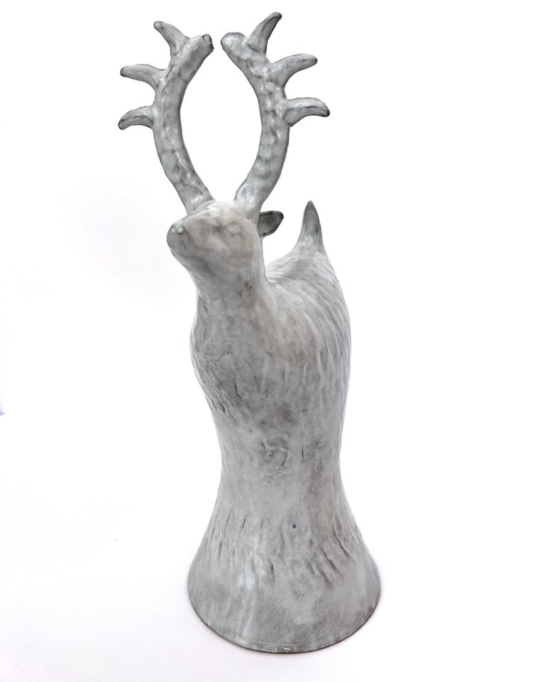 Mike Cerv - "White Stag" Ceramic Sculpture For Sale at 1stDibs
