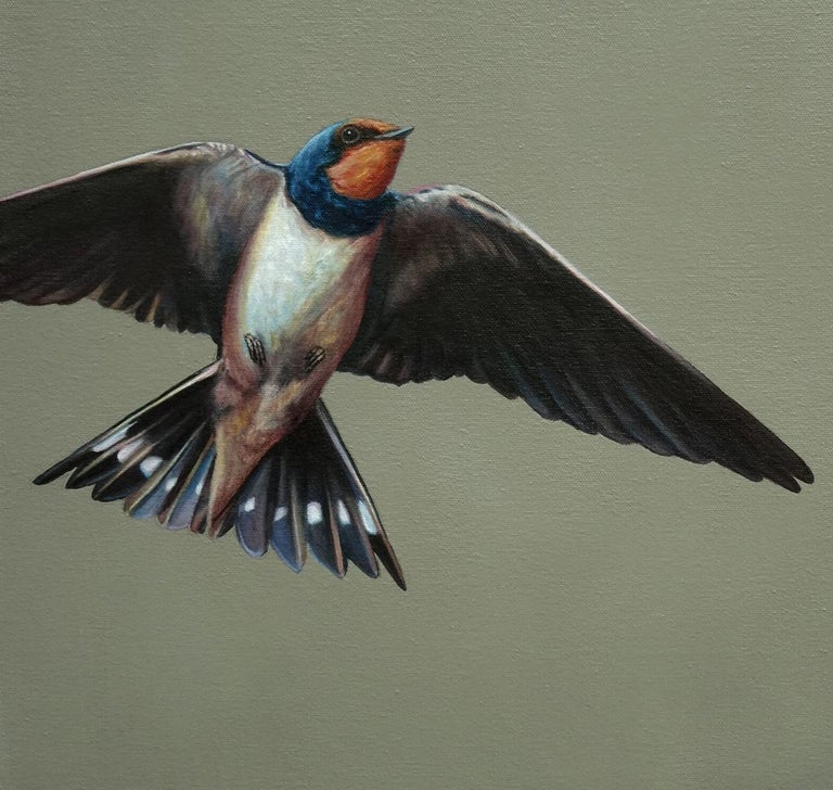 Mike Ellis - Convergence - contemporary realism flying swifts birds oil ...