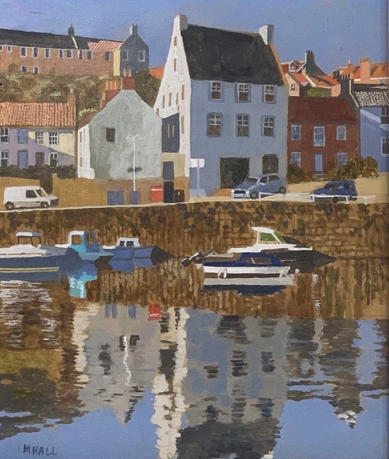 Mike Hall - Harbour Sunlit, Crail - réflexion de paysage écossais ...