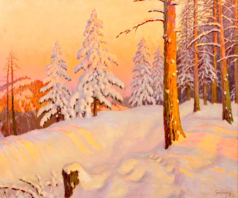 Mikhail Guermacheff - Sunset Shadows – Winter - Impressionist Landscape ...
