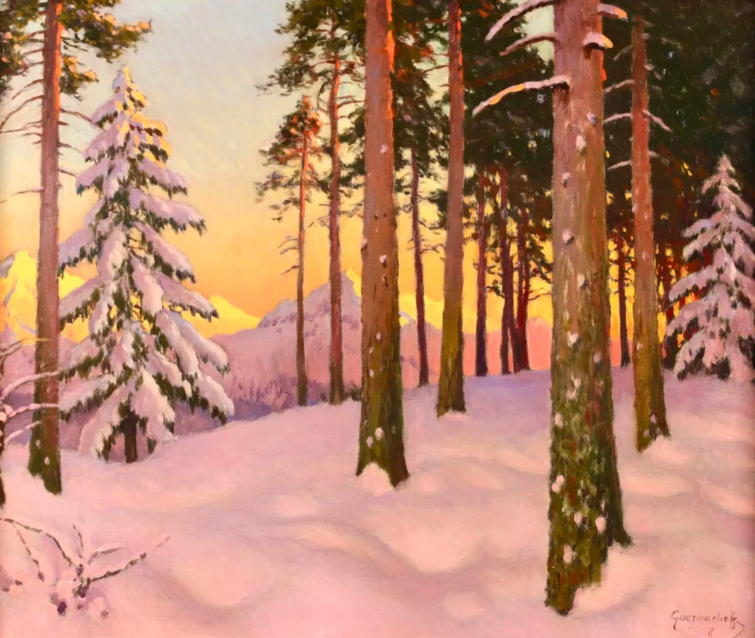 Mikhail Guermacheff - Winter Sunset - Impressionist Landscape Oil Painting by Mikhail ...