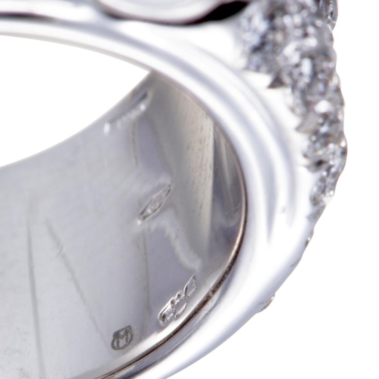 Mikimoto 18 Karat White Gold Diamond and 7 Akoya Pearls Ring at 1stDibs