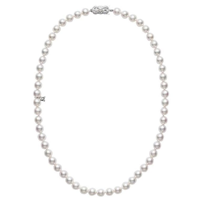 Mikimoto 18k White Gold Akoya Cultured Pearl 16" Strand Necklace U70116K For Sale at 1stDibs