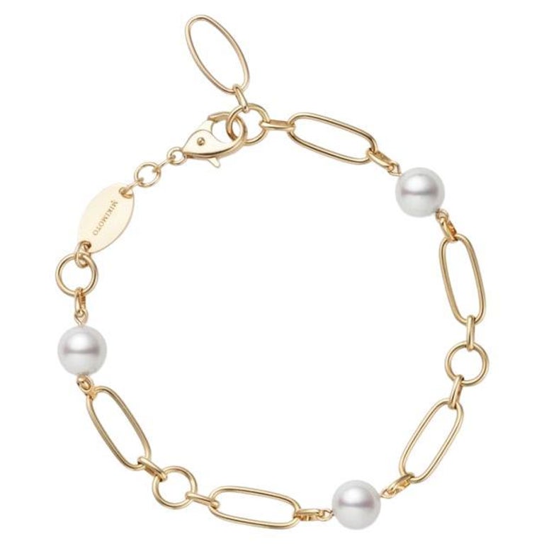 Mikimoto 18k Yellow Gold M Code Cultured Pearl Bracelet MDQ10059AXXK For Sale at 1stDibs