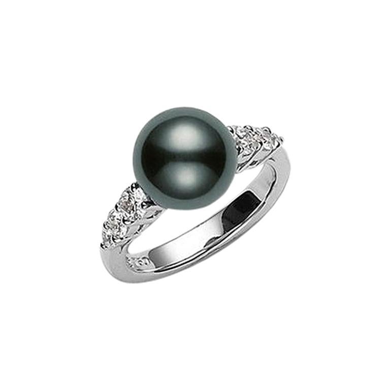 Mikimoto Black South Sea Cultured Pearl White Gold Ring PRA541BDW For Sale at 1stDibs | mikimoto ...