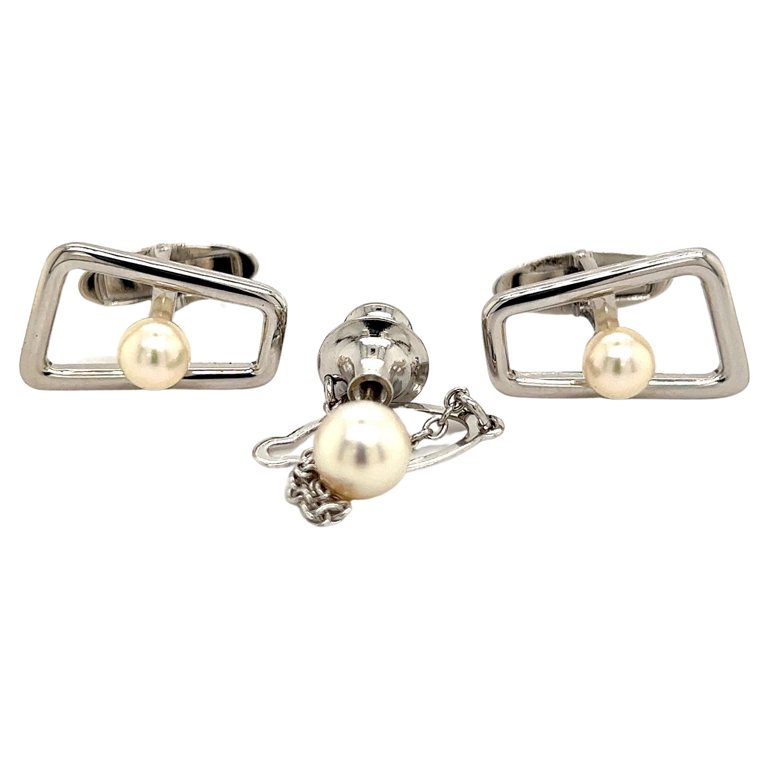 Mikimoto Cultured Pearl Gold Cufflinks For Sale at 1stDibs | mikimoto ...