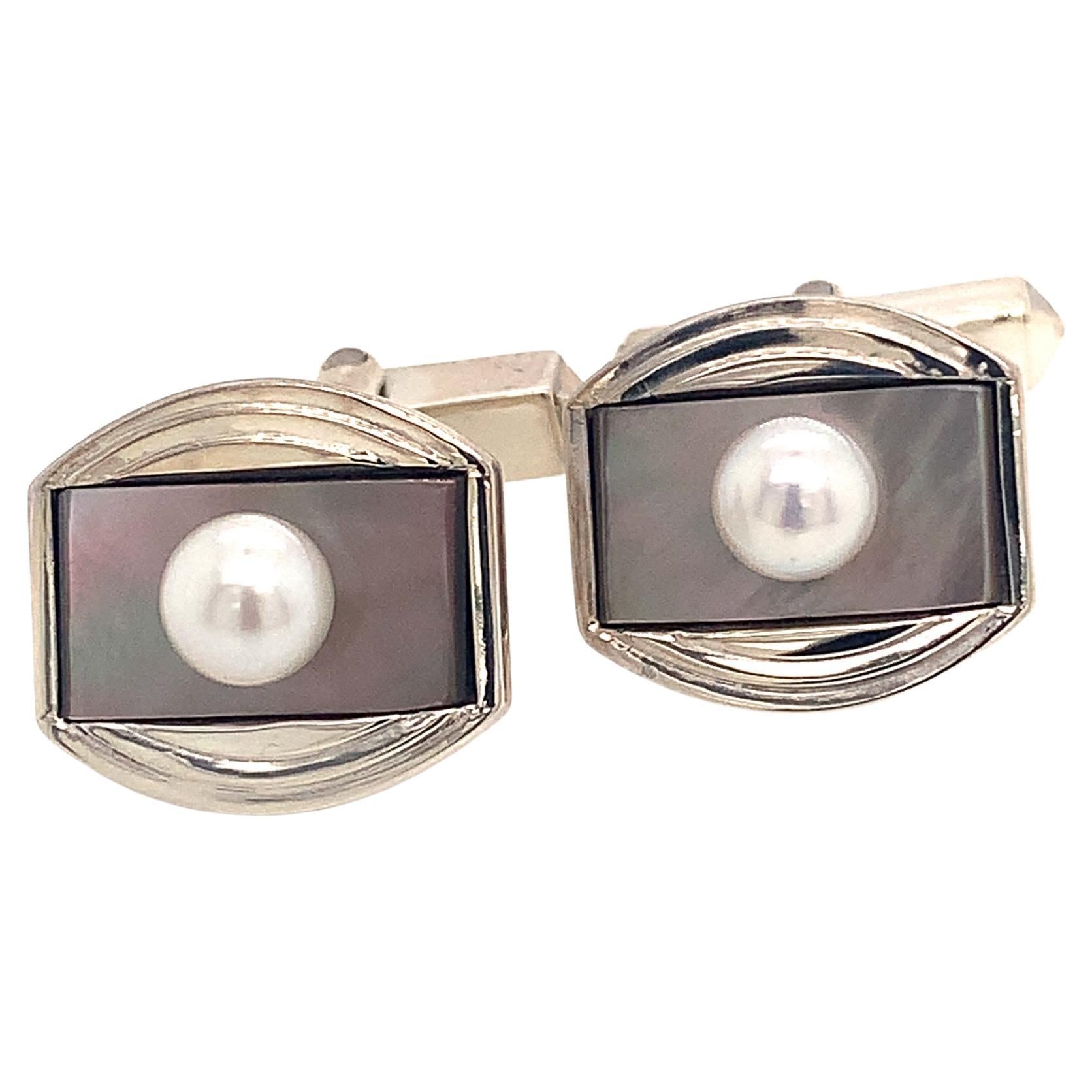 MIKIMOTO Art Deco Onyx and Cultured Pearl Cufflink Set at 1stDibs ...