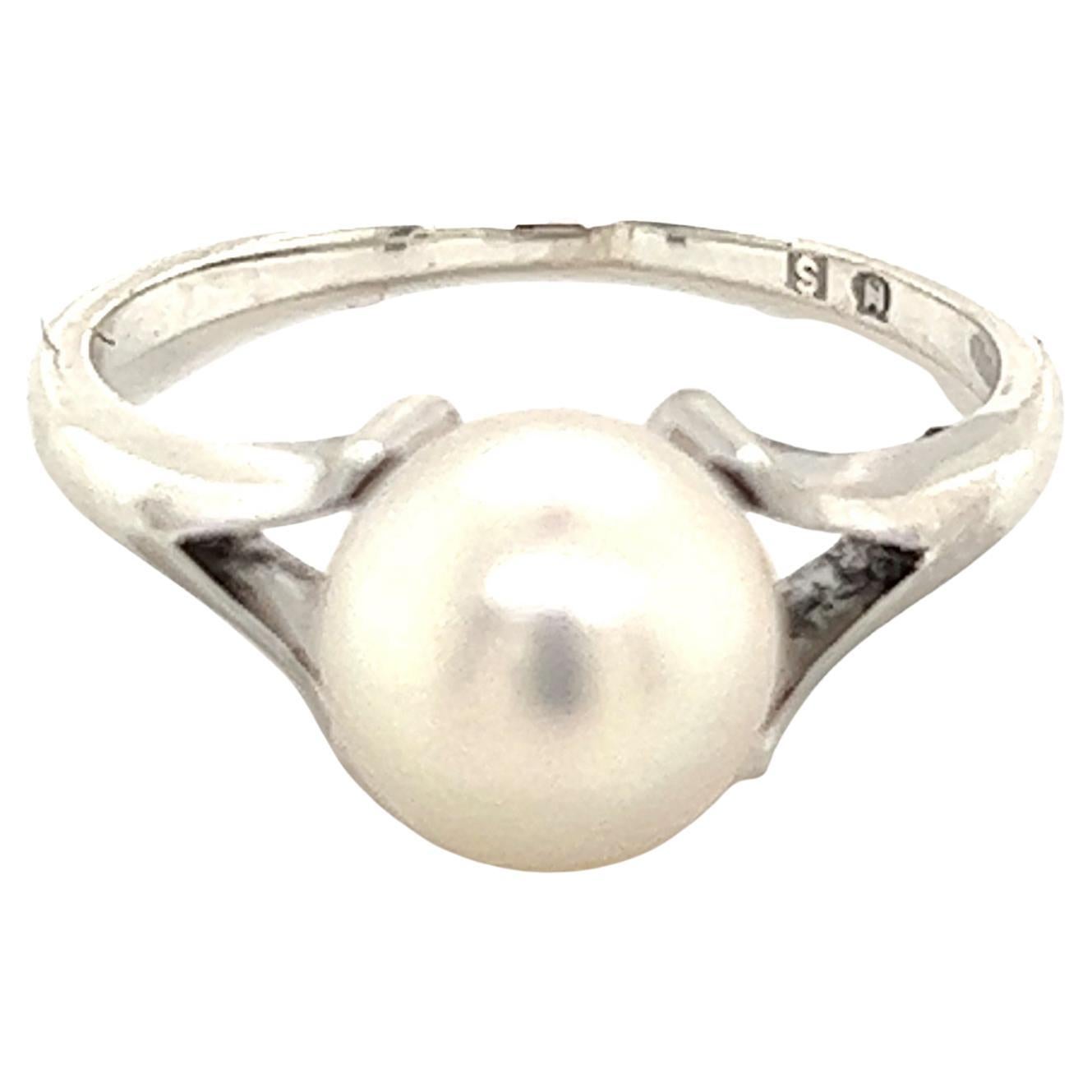 Mikimoto Japanese Akoya Cultured Black Pearl Pink Sapphire Ring at 1stDibs