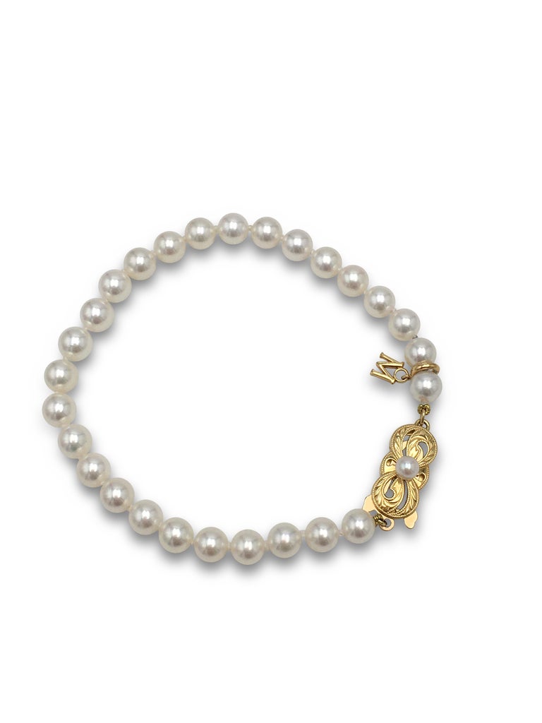 Mikimoto Gold and Pearl Bracelet at 1stDibs